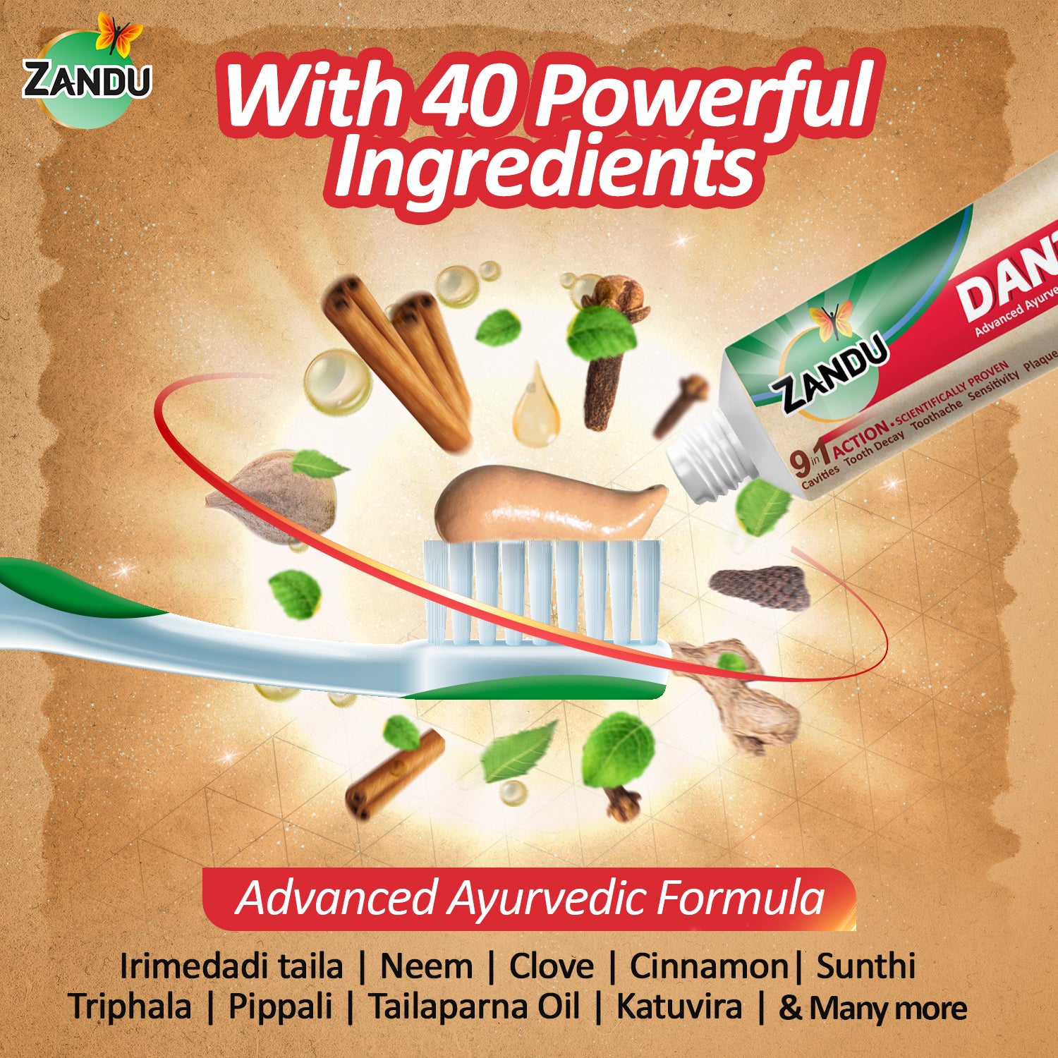 Shop Zandu Dantveer Ayurvedic Toothpaste with 9 in 1 Action
