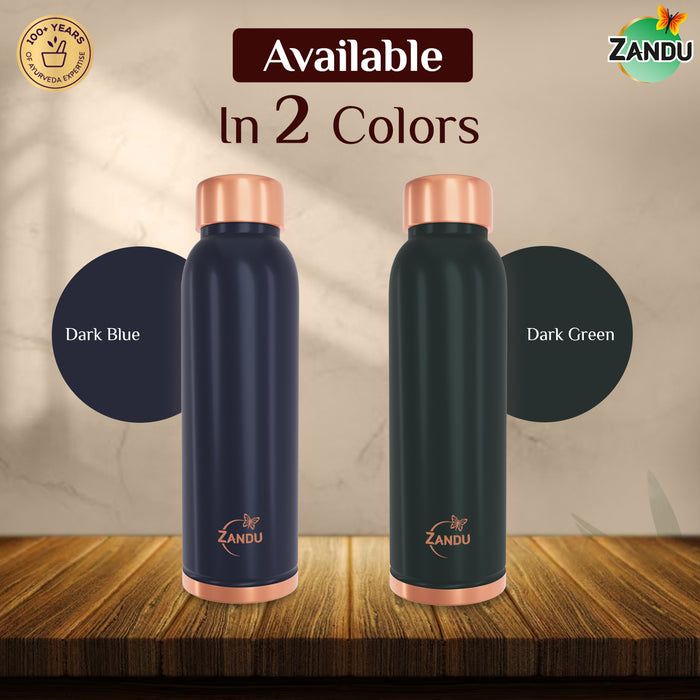 Zandu 100% Pure Copper Water Bottle 1 Liter for Healthy Hydration