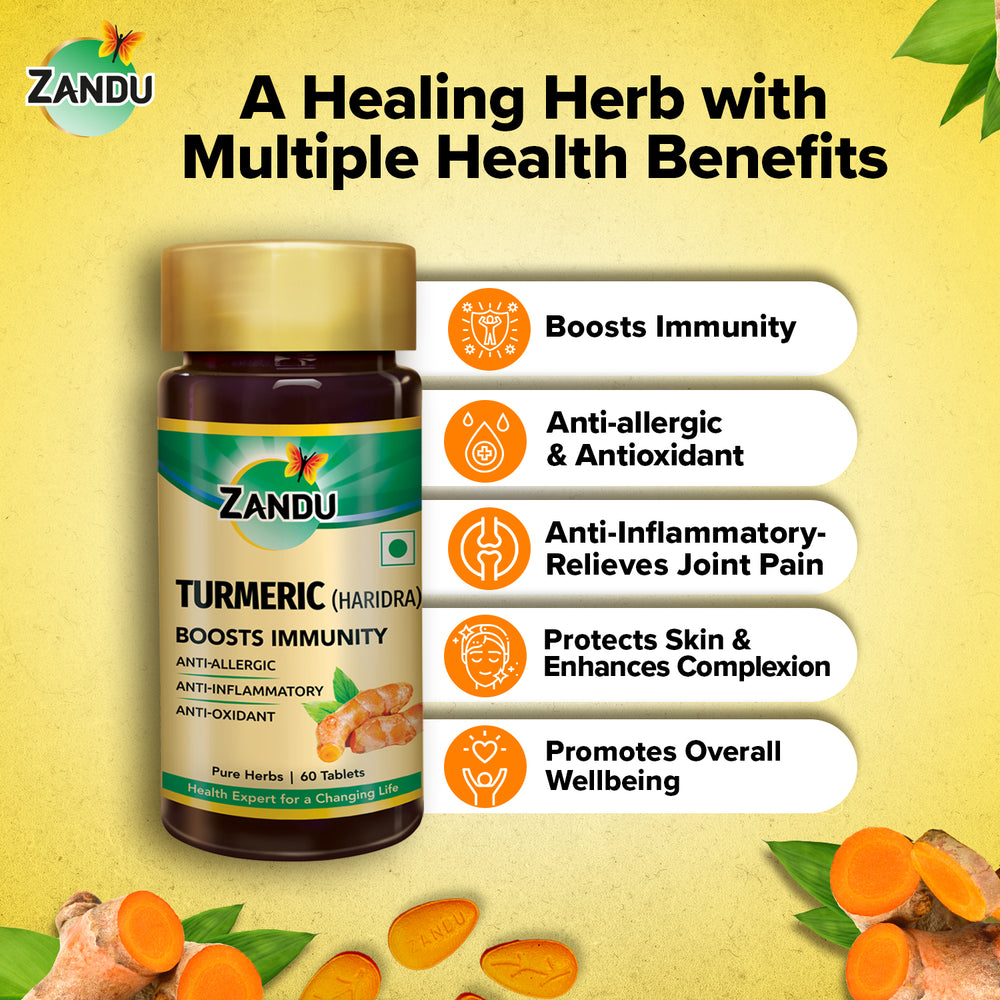 Buy Zandu Turmeric Tablets for Immunity Online (60 Tabs)