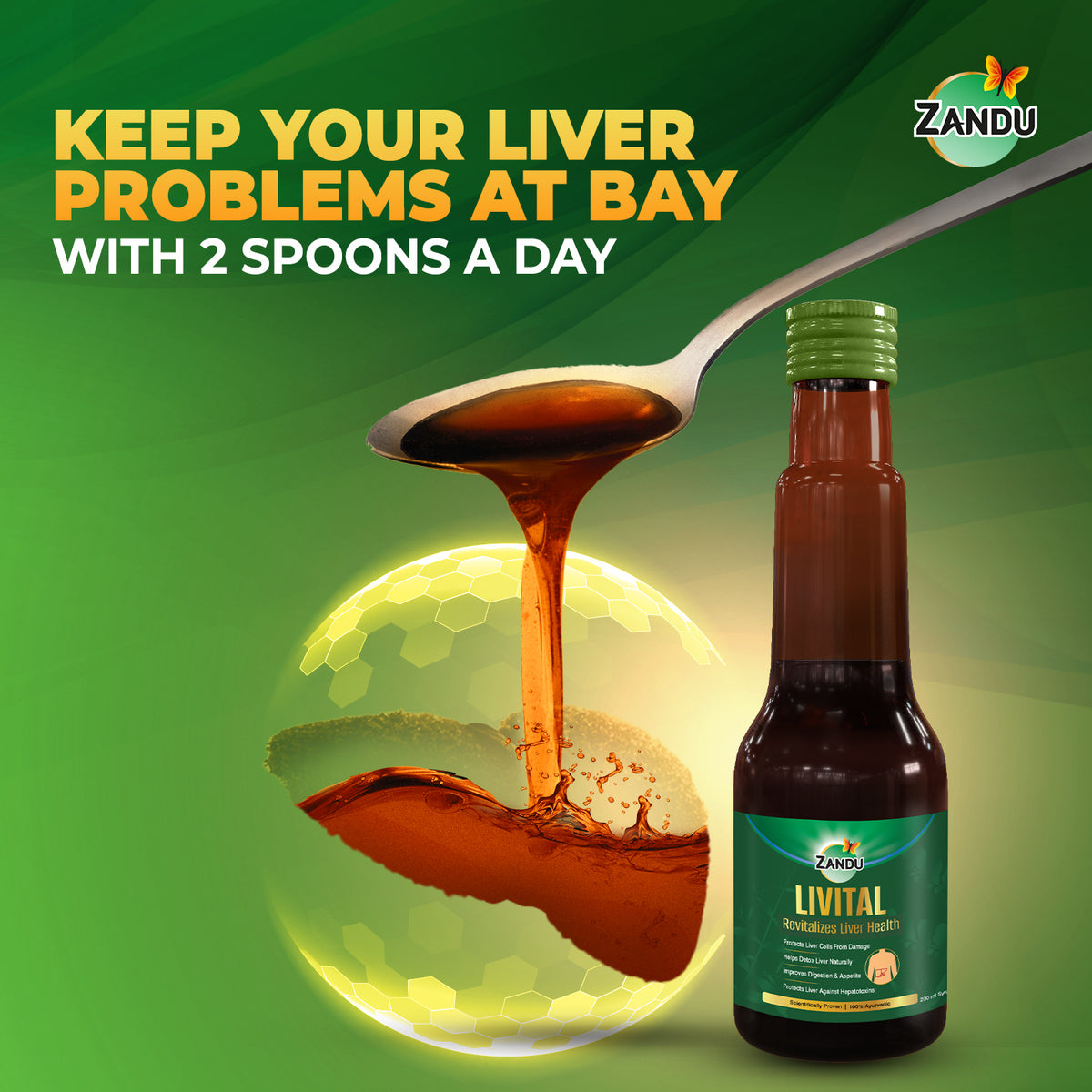 Zandu Livital Ayurvedic Liver Syrup for Detox in 28 Days
