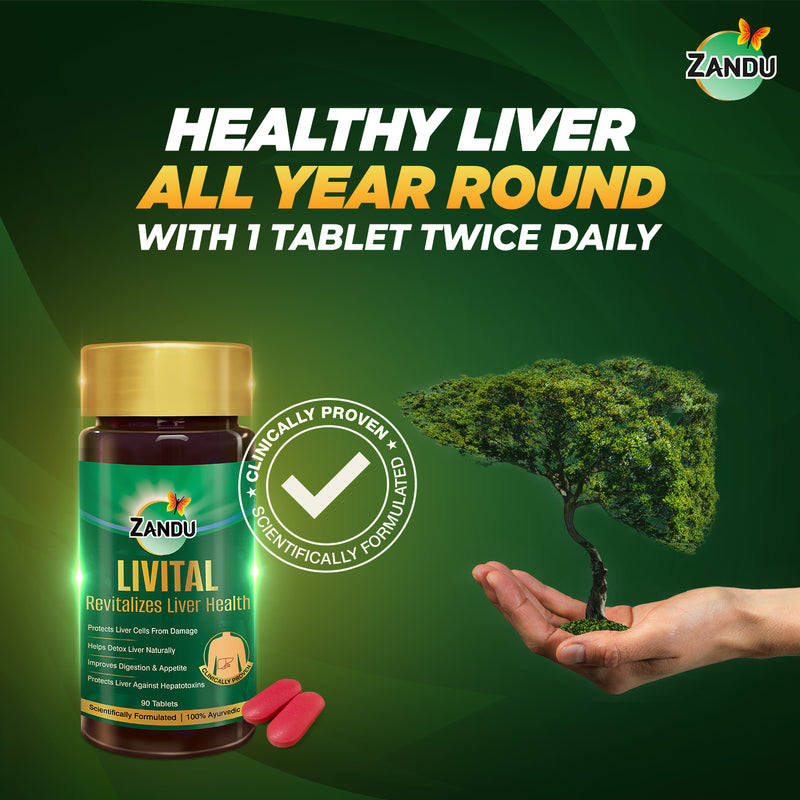 Zandu Livital Tablets for Liver Detox in 2 Months (90 Tabs)