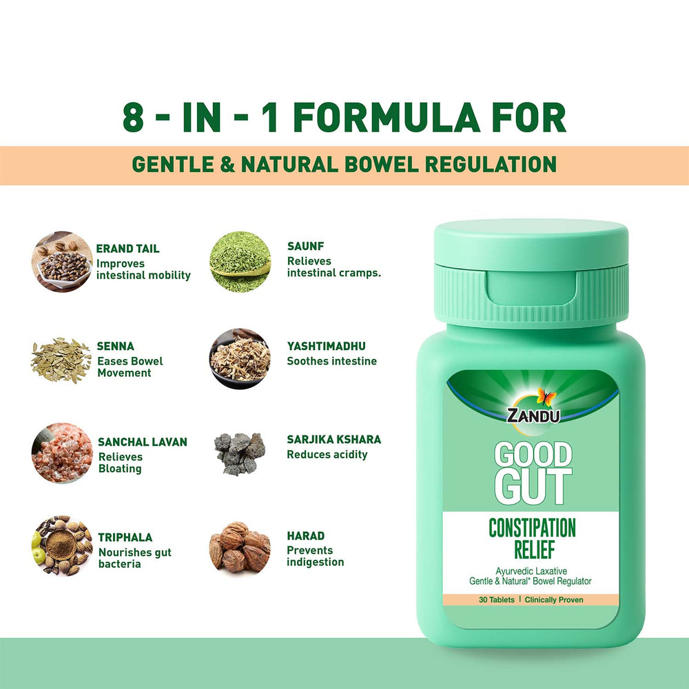 Shop Zandu Good Gut Ayurvedic Constipation Relief Tablets