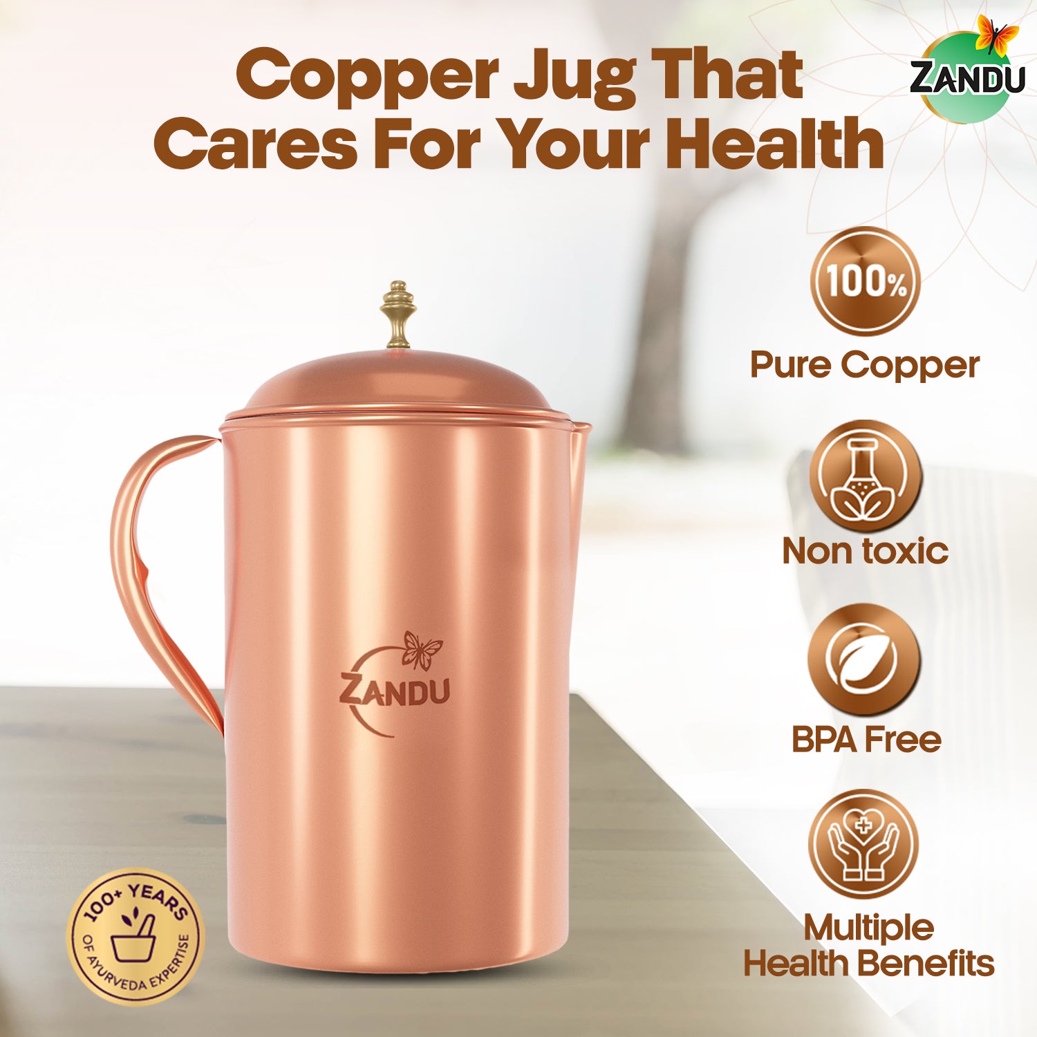 Buy Pure Copper Water Jug For Digestion & Fight Infections