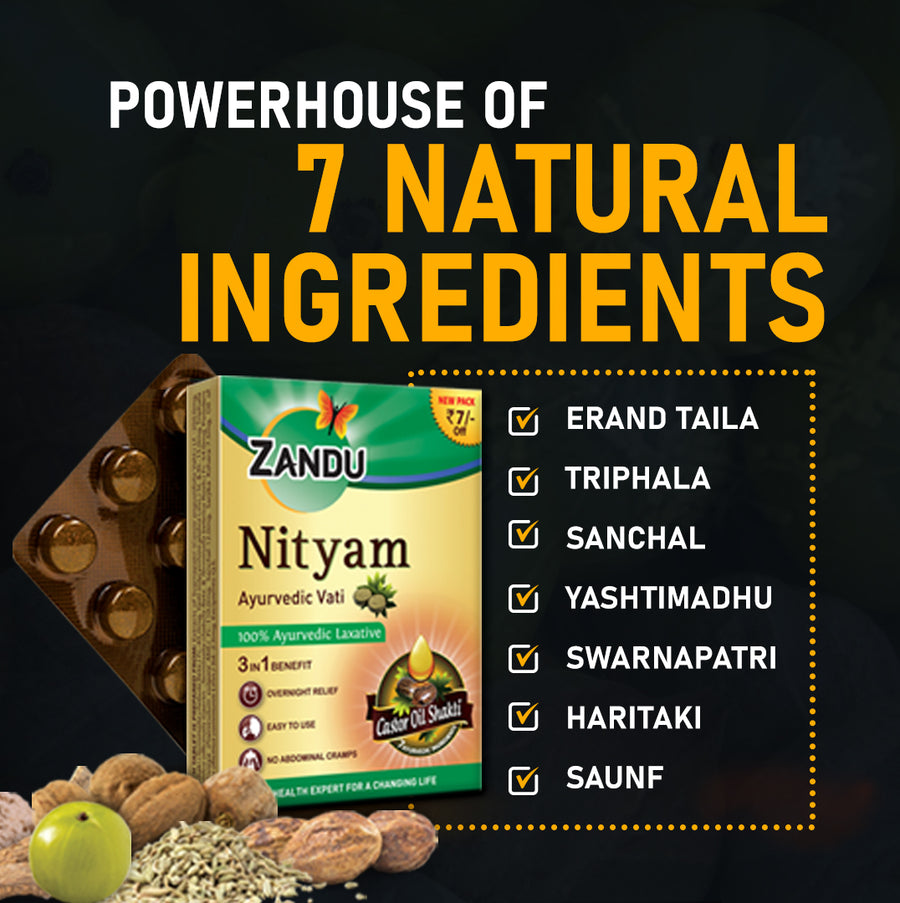 Buy Zandu Nityam Ayurvedic Tablets for Constipation Relief